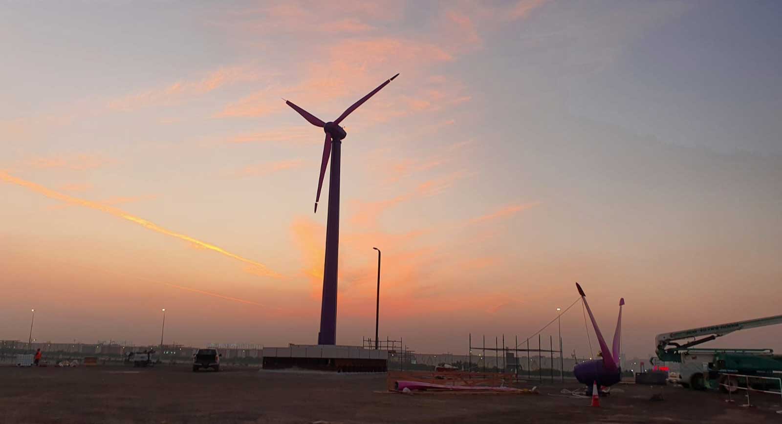 COP28 Climate Summit Wind Turbine Installation Completed in Dubai ...